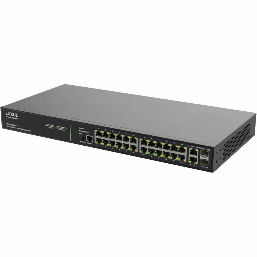 LUXUL SW-505-24P-F 24-PORT PoE+ / 2 COMBO RJ45/SFP FRONT-FACING PORTS ...