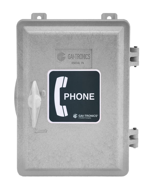 GAI-TRONICS WEATHERPROOF ENCLOSURE BOX WITH TELEPHONE WITH LOCKING DOOR ...