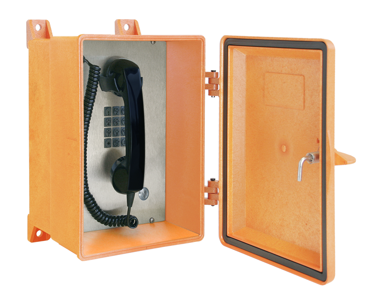 GAI-TRONICS WEATHERPROOF ENCLOSURE BOX WITH TELEPHONE WITH LOCKING DOOR ...