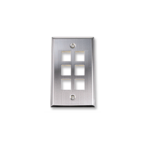DYNACOM SINGLE-GANG 6-HOLE FACEPLATE, STAINLESS STEEL