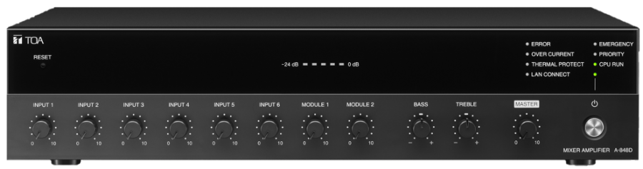 TOA A-812D 6-CHANNEL, 120 WATT MIXER AMPLIFIER